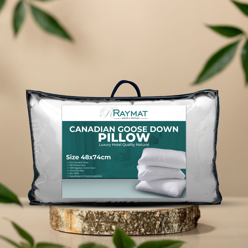 100% Canadian Goose down Pillows Cotton Cover – Raymat Textiles