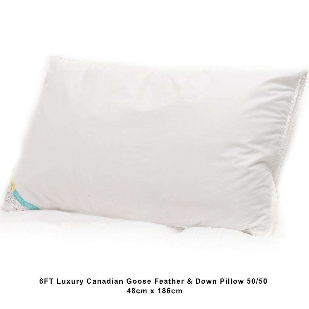 6ft Luxury King Size Canadian Goose Feather & Down 1X Bolster Pillow ...