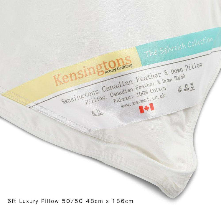 6ft Luxury King Size Canadian Goose Feather & Down 1X Bolster Pillow ...